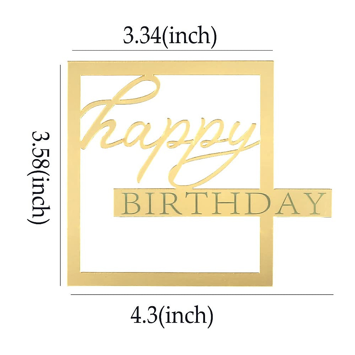 Mirror Acrylic Happy Birthday Cake Toppers Happy Birthday Cupcake Topper Hollow Frame Side Cake Topper Cake Decorations Cake Inserts Cake Decor Happy Birthday Decorations Cake Decorating Supplies,3pcs