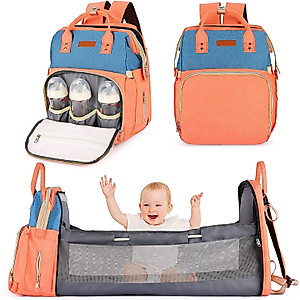 Soldow Diaper Bag Backpack, Multifunction Baby Bags,with Portable Changing Pad & USB Port, Stroller Straps & Pacifier Case,Large Capacity, Multipurpose Travel Backpack for Moms Dads