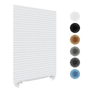 Stick On Blinds for Windows, No Drill Blinds Temporary Window Blinds No Drilling Door Blinds Light Filtering Pleated Paper Blinds and Shades Clip On Blinds for Kitchen Patio Bathroom
