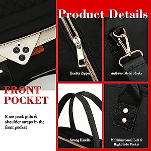 iPhixx Lunch Box for Women, Lunch Bag for Women Work, Insulated Lunch Box, Lunch Tote Bag, Lunch Pail Purse Bag for Nurse with Shoulder Strap, Lunchbag For Picnic Hiking Beach with 8 Ice Packs