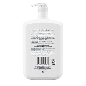 Neutrogena Ultra Gentle Daily Foaming Facial Cleanser, 16 fl. oz, Daily Facial Moisturizer, 3.4 fl. oz, Non-Comedogenic Skincare for Sensitive Skin, 2 Items