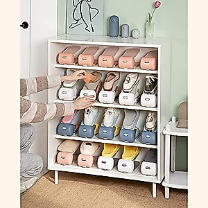 ZANBANG 6Pcs Shoe Slots Organizer,Adjustable Double Deck Shoe Rack Holder Space Saver ZML-286 (Blue)