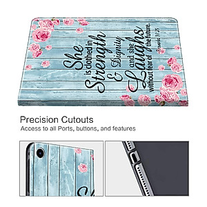 Fire HD 10 & 10 Plus Tablet Case (11th Generation, 2021 Release),Shockproof Slim PU Leather Stand Cover with Auto Sleep/Wake for All-New Amazon Kindle Fire 10,Bible Verse Quote Proverbs 31:25