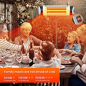 Garage Heater,500/1000/1500W Heater, Outdoor Patio Heaterr,Infrared electric heater with Tripod & Remote control,Wall Mounted/Ceiling/Tripod Infrared Heater Outdoor for Indoor/Outdoor Remote Control