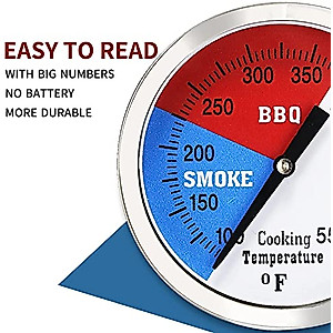 MEASUREMAN 3 Inch Barbecue Thermometer, BBQ Smoker, Grill Thermometer
