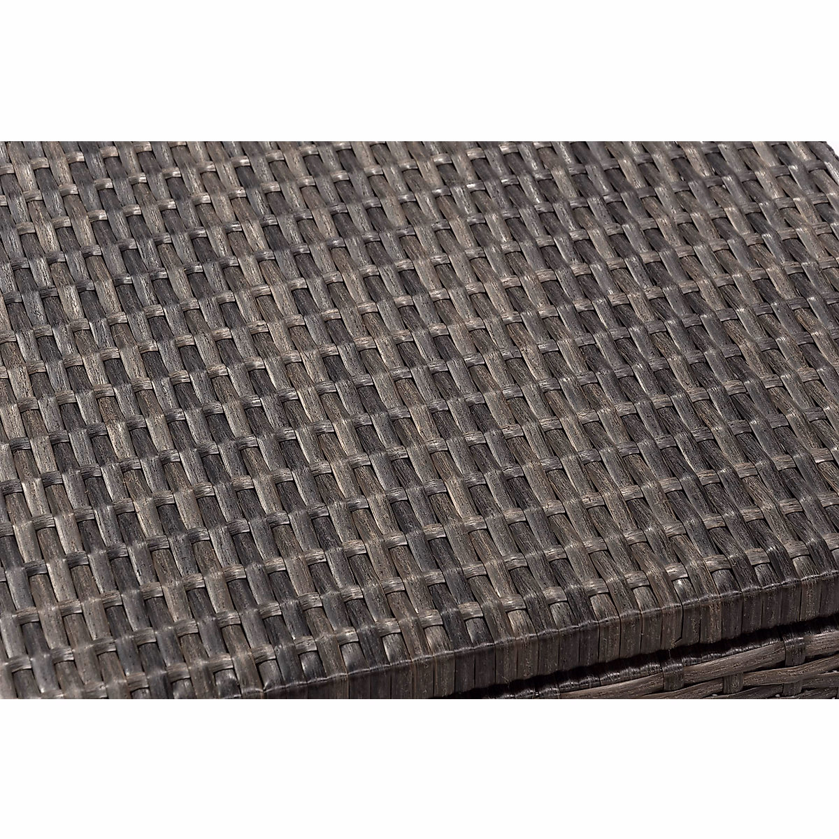 D&F Design Jackson Indoor & Outdoor PE Wicker Coffee Table with Storage, Patio Resin Rattan for Furniture Covers, Pillow, Toys and Gardening Tools Grey (Brownish Grey)