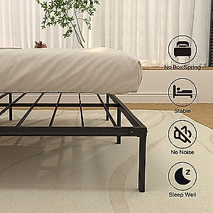 AGXI 14 Inch Metal Platform Bed Frame No Box Spring Required,Full Size Bed FramesSteel Slat Support, 3,500 lbs Heavy Duty Non-Slip Steel Slats Support, Easy Assembly Mattress Foundation
