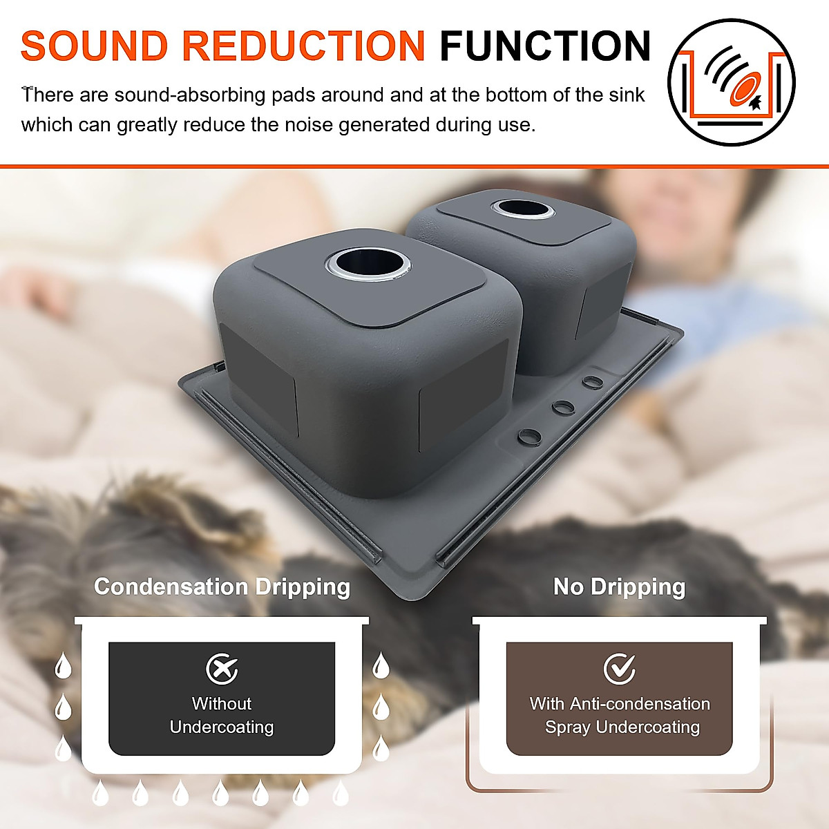 Blenzia 33 Inch Double Bowl Kitchen Sink Topmount 50/50 Drop In 18 Gauge 304 Stainless Steel Sinks with Basket Strainer 33” x 22” x 9”