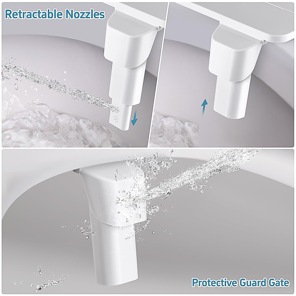 Shineforu Ultra-Slim Bidet Dual Mode Bidet Attachment for Toilet, Bidet Toilet Seat Attachment with Pressure Controls(Feminine/Posterior Wash),Easy to install Design Non-Electric Bidet