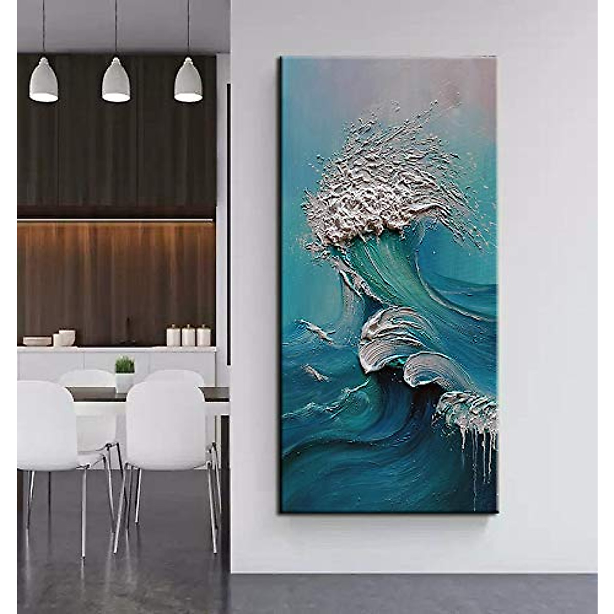 YaSheng Art - sea landscapes Abstract Oil Painting,Oil Painting on Canvas Texture Blue Ocean scenery Oil Painting Hand-Painted Abstract Artwork Pictures Canvas Wall Art Paintings 24x48inch