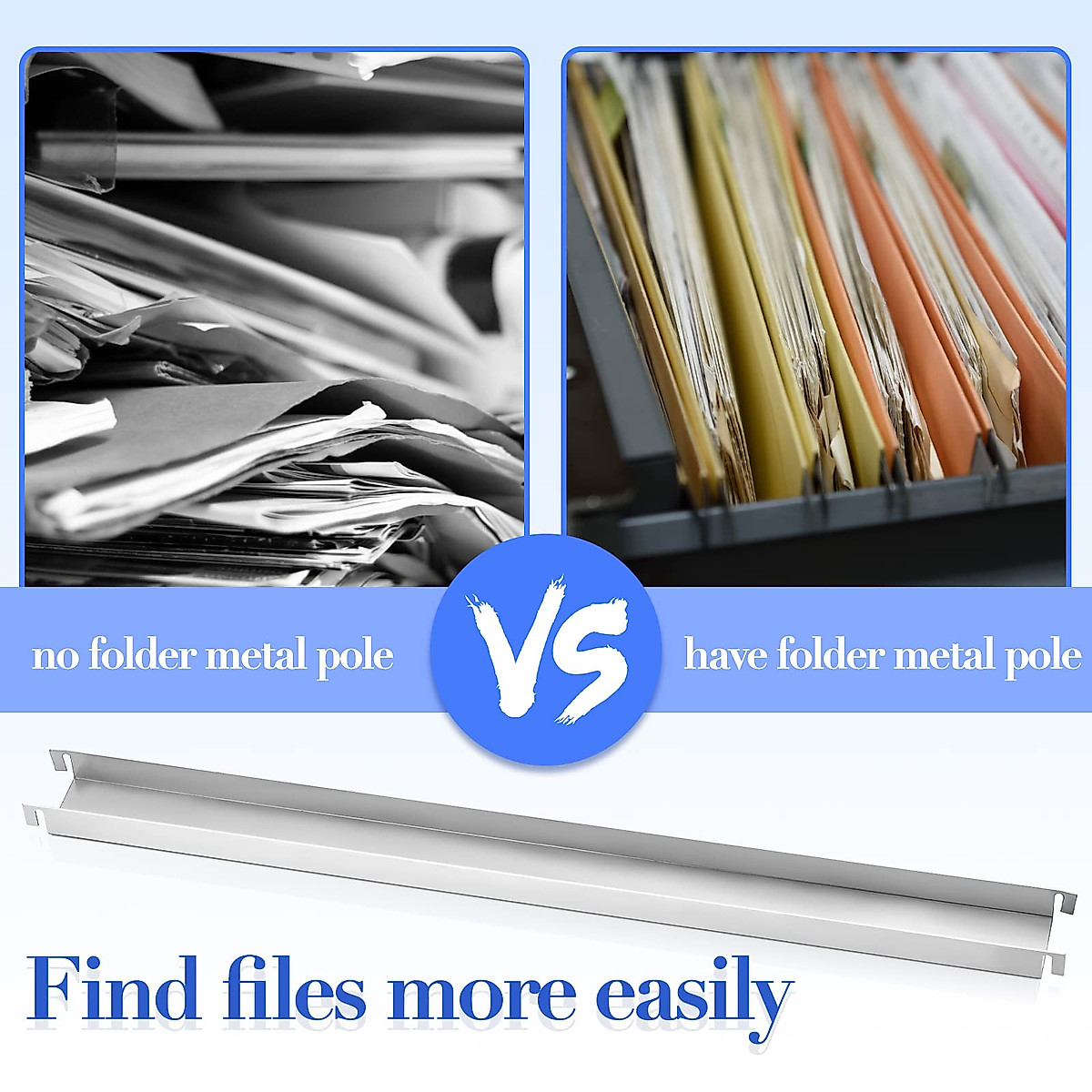 Lateral Front to Back File Rails Front to Back File Bar Rails Hanging File Rails Filing Cabinet Parts Stainless Steel File Drawer Rails 15.76 Inches Long (6 Pieces)