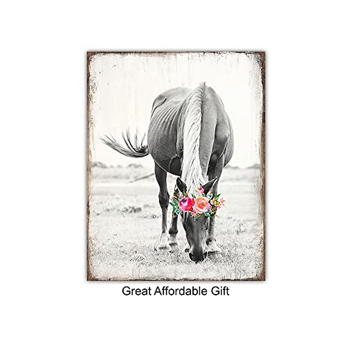 Horses Wall Art & Decor - Horse Wall Art - Horse Decor - Farmhouse Barn Wall Decor for Girls Bedroom Teens Room Living room - Gift for Equestrian Women - Country Western Boho Shabby chic decoration