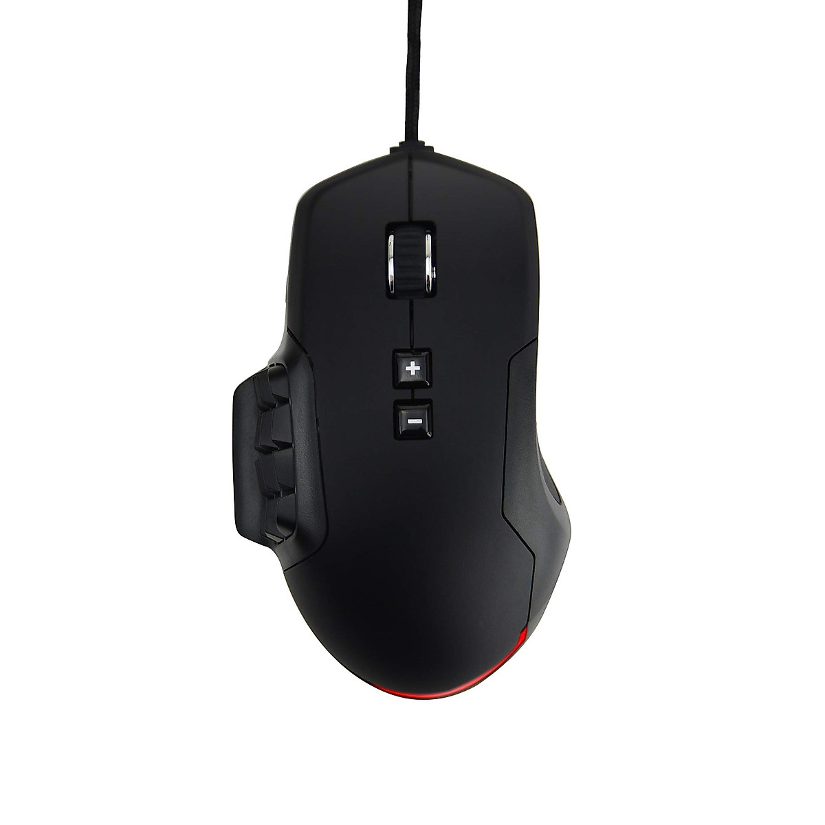 A ADWITS MMO Programmable Gaming Mouse, Pixart True 10000 DPI Sensor, Ergonomic Design with Customizable 17 Buttons, LED Light, 4 x 5g Weights and Polling Rate Up to 1000 Hz, Black