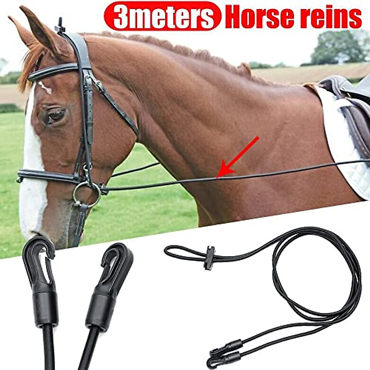 N/A Three-Meter Portable Black Rope, High-Strength Nylon Halter Rope Head Horse Control Accessory Horse Riding Equipment