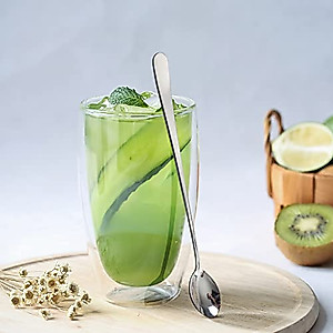 Long Handle Iced Tea Spoons, IQCWOOD 9-Inch Long Handle Tea Spoons, Coffee Spoon, Ice Cream Spoon, Stirrers Spoons, Stainless Steel Cocktail Stirring Spoons, Set of 4