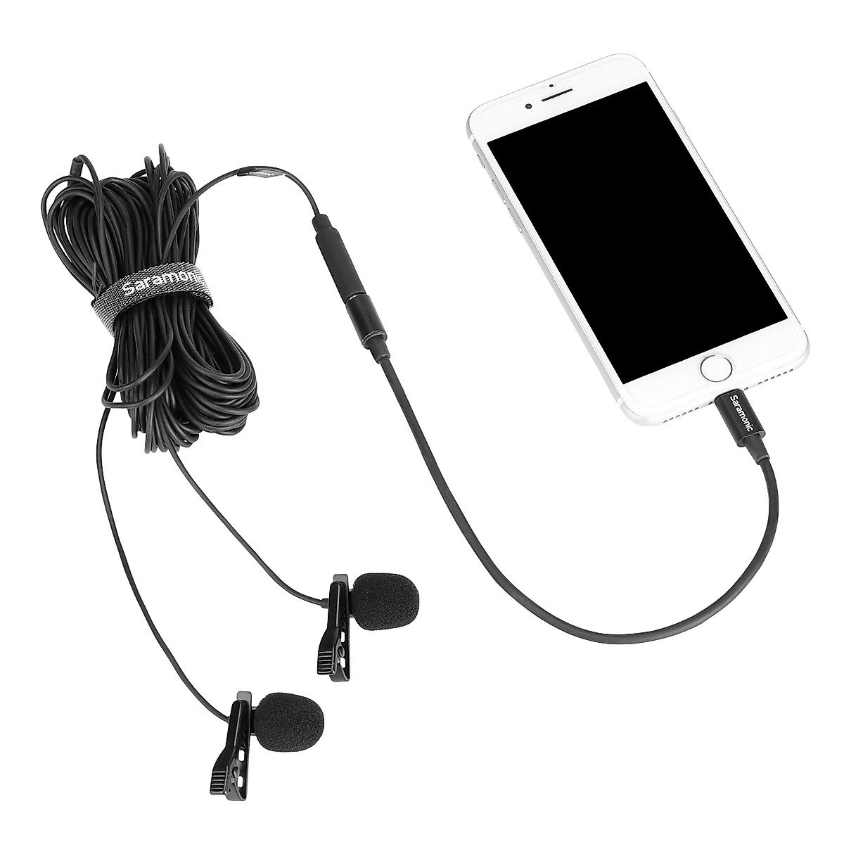 Saramonic 2-Person Dual Lavalier Microphone with Lightning for Apple iPhone, or iPad with a Built-in 19.7-Foot (6m) Cable (LavMicro U1C) (LAVMICROU1C)