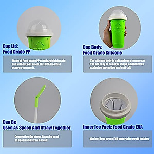 Ragnify Slushy Cup Slushie Maker Ice Cup Silica Cup Pinch Cup Summer Cooler Smoothies Cup Double Layer Squeeze Cup Slush Maker Cup Home DIY Smoothie Cup for Children and Adult (Green)