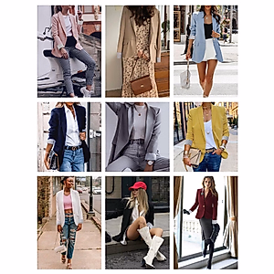 Genhoo Black Blazer for Women Lapel Collar Coat Long Sleeve Blazer Outerwear Black L