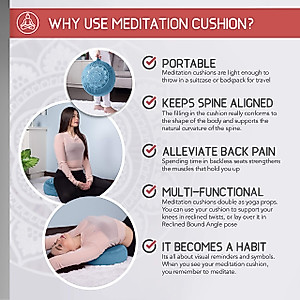 Florensi Yoga & Meditation Bundle | Blue Meditation Cushion & Blue Yoga Bolster
