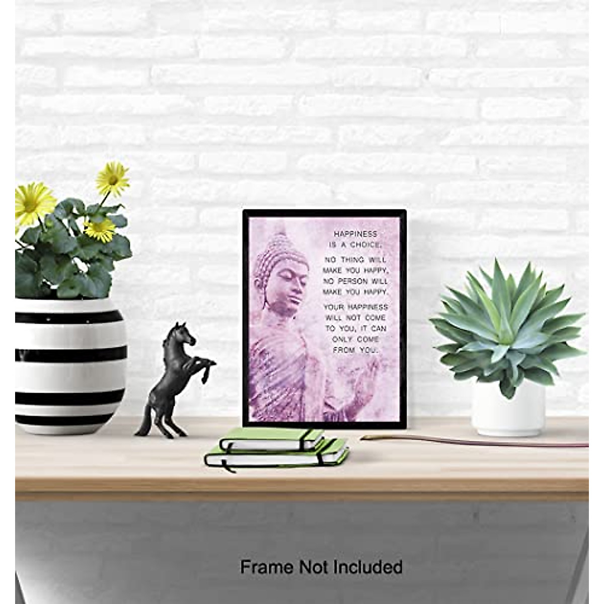 Buddhism Happiness Quote - Inspirational Saying Poster - Zen New Age Wall Art Decor - Home Decoration for Spa, Meditation Room, Yoga Studio - Gift for Women, Buddhist, Buddha Fan - Pink, Purple - 8x10