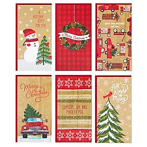 Hallmark Christmas Gift Card Holders or Money Holders Assortment, Rustic (36 Cards with Envelopes)