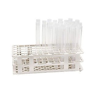 ULAB Scientific White Tube Rack and Plastic Test Tubes Set, Include 1pc of White Tube Rack, 60pcs of Plastic Macaroon Party Tubes Shot Glasses, Nature Color, UTR1015