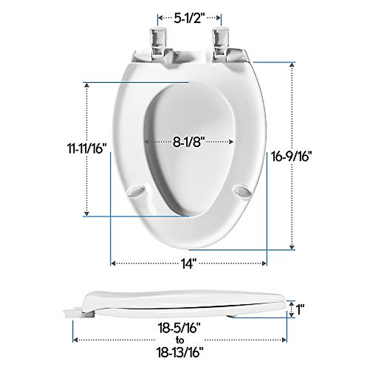 MAYFAIR 1887SLOW 000 Affinity Slow Close Removable Toilet Seat that will Never Loosen, Providing the Perfect Fit, ELONGATED, Long Lasting Solid Plastic, White