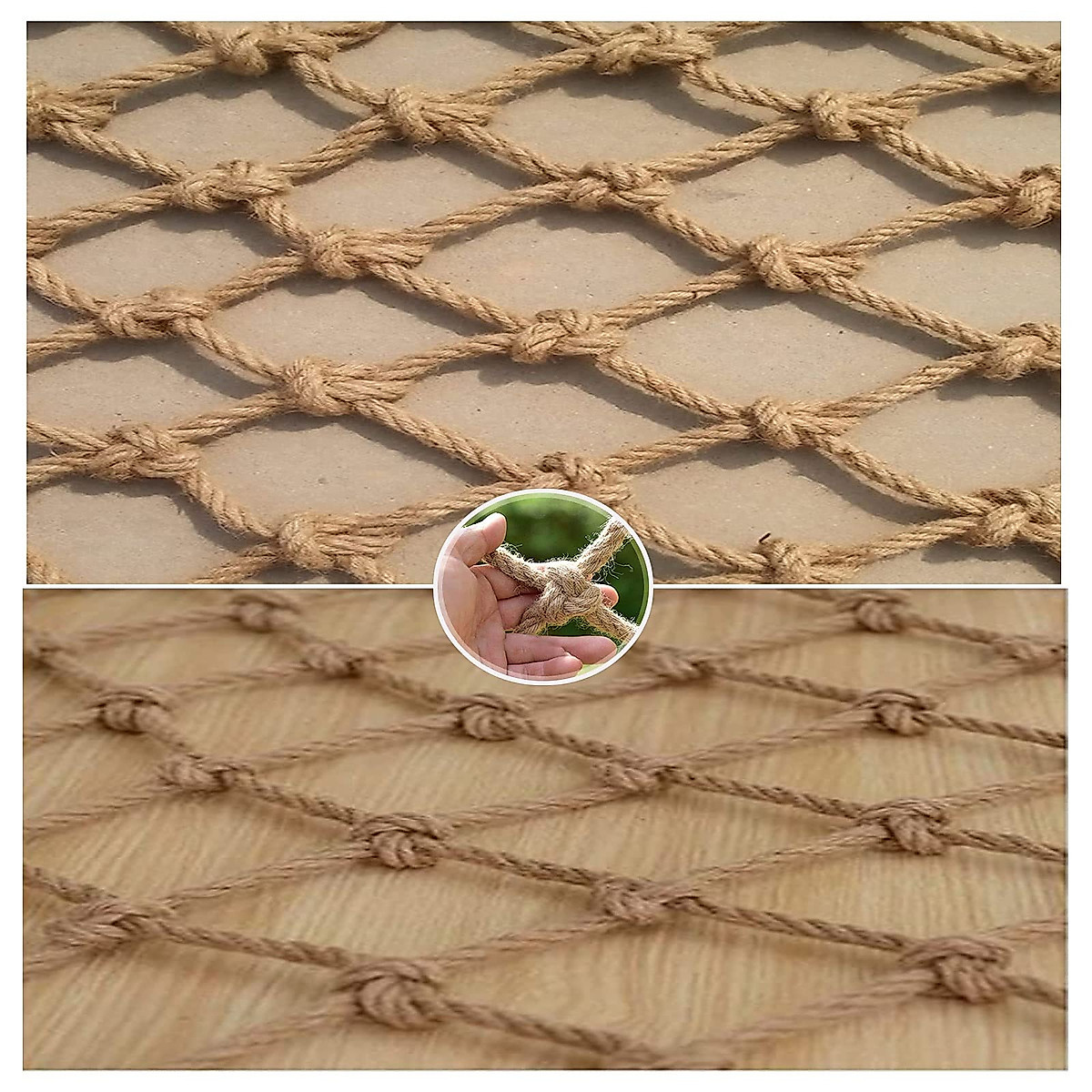 Hynet Climbing Cargo Net, Kids Safety Net, Waterproof Hemp Rope Net, Swing Rope Ladder Truck Trailer Netting, Balcony Railing Stair Protection Decor Mesh (Size : 1 * 3m(3 * 10ft))