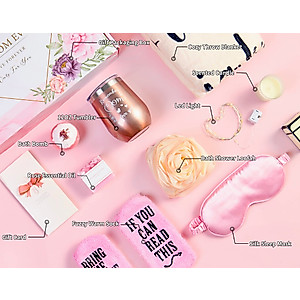 Birthday Gifts for Mom - Mothers Gifts from Daughter Son Husband, 11Pcs Relaxing Spa Gift Basket Set, Care Package Get Well Soon GiftsBasket, Letter Blanket Tumbler Unique Gift Ideas