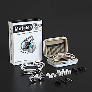 BASN Metalen PRO 4 Drivers in-Ear Monitors Headphones for Musicians, Noise Isolating Enhanced Bass Sound Earphones with CNC Metal Craft Shell, Wired Upgraded Detachable MMCX Cables(Gloss Black)