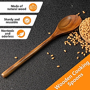 HAKSEN 2PCS Wooden Cooking Spoons, Wooden Kitchen Utensil Large Cooking Spoon for Cooking Serving Mixing