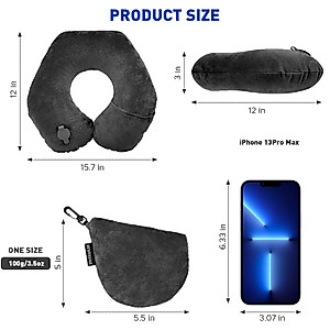 Rewondah Inflatable Travel Pillow, Inflatable Neck Pillow for Traveling Airplane, Travel Pillow Inflatable with Soft Velour Washable Cover, U Shape Blow Up Neck Pillow for Airplanes Train Car Travel