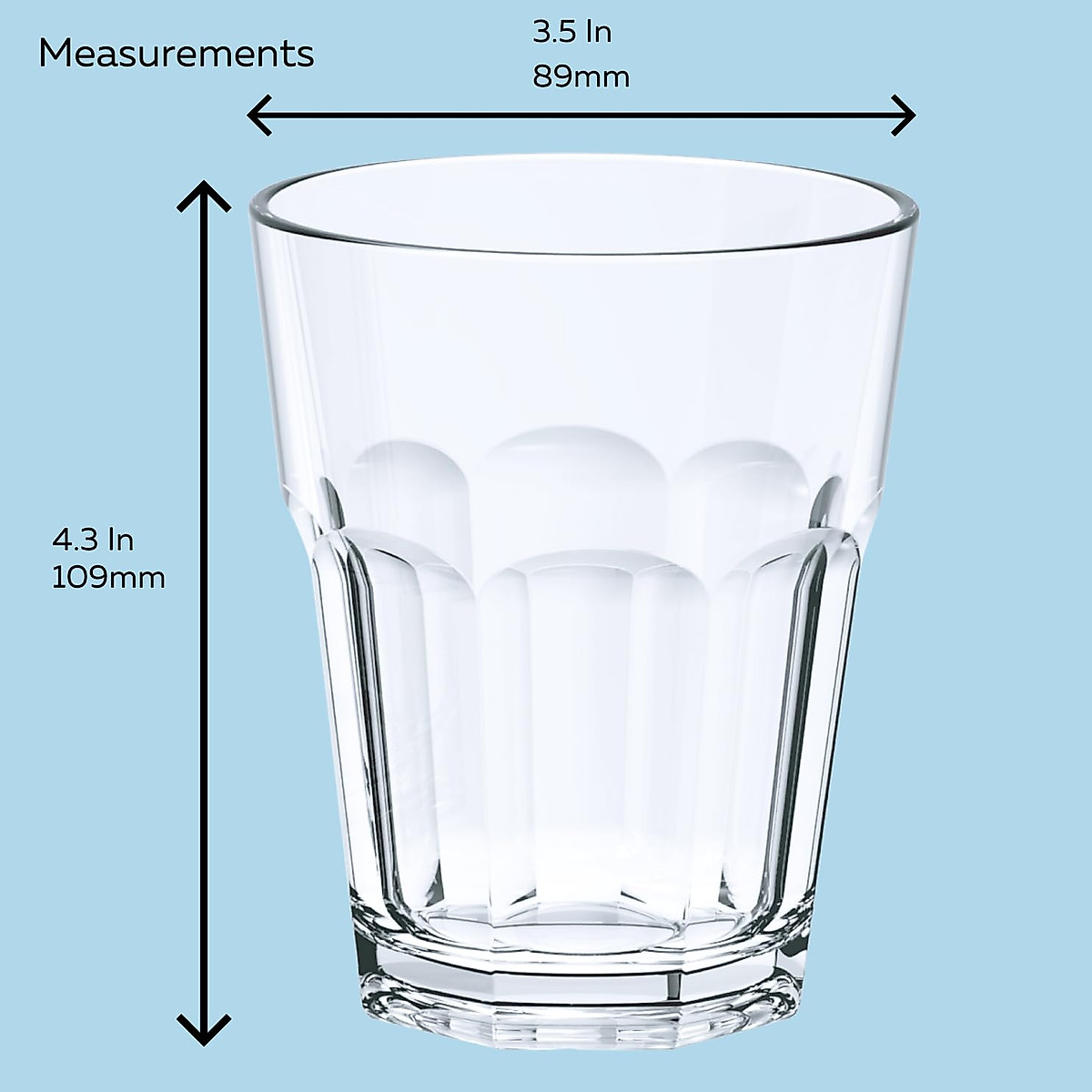12 Oz Drinking Glasses Tritan Acrylic Cups Set By Decor Works - Glassware Plastic Tumblers - Water Glasses Acrylic Glasses - BPA Free & Durable - Dishwasher Safe Drinking Glasses Set Of 6