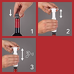 The Original Vacu Vin Wine Saver with 2 Vacuum Stoppers – White