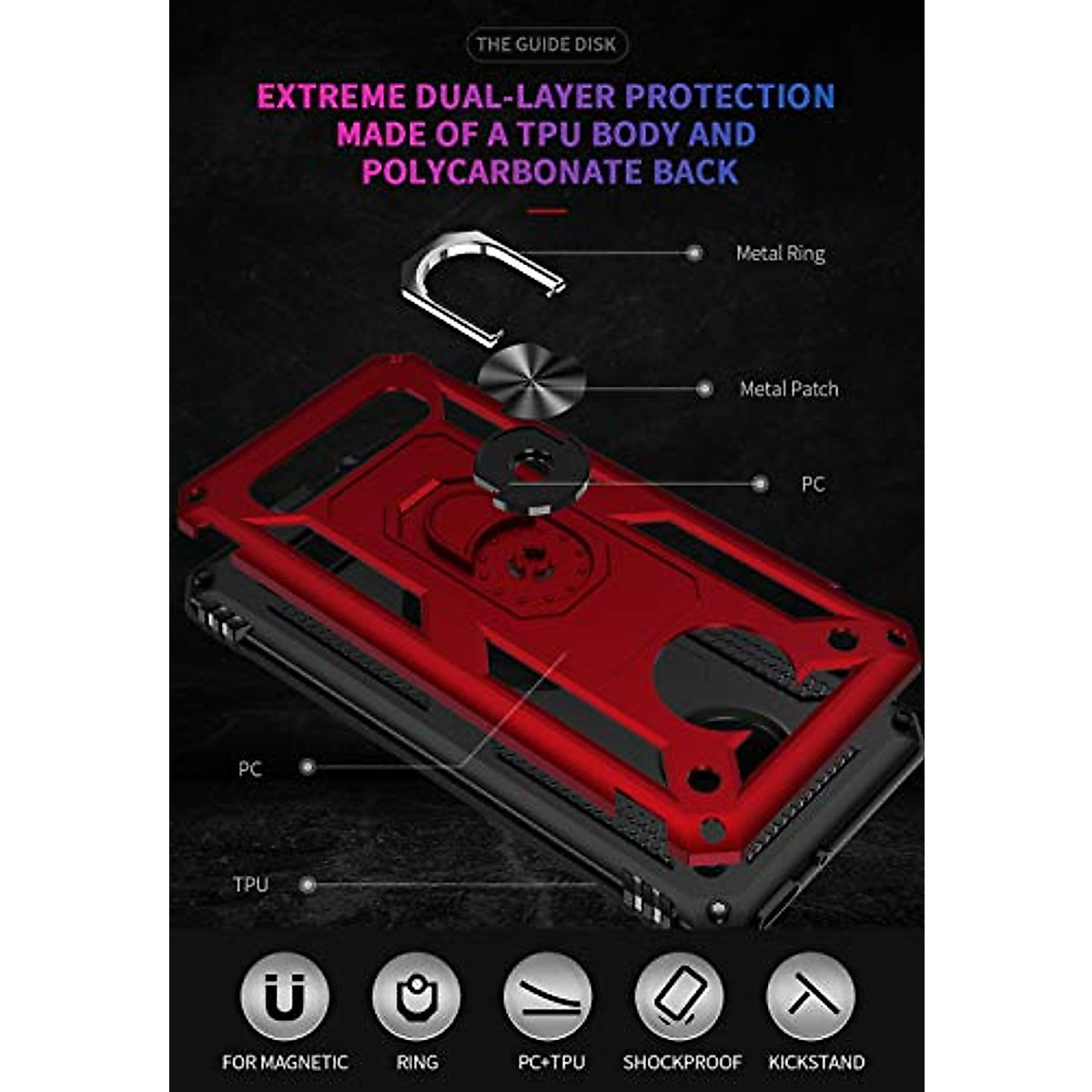 Military Grade Drop Impact for Motorola Moto Z4 Case,Moto Z4 Play Case 360 Metal Rotating Ring Kickstand Holder Magnetic Car Mount Armor Heavy Duty Case Z4 Z4 Play Z4 Force Phone Case (Red)