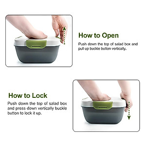 Rassody 74 OZ Salad Container To Go for Lunch with Ice Pack, Dressing Cup and 4 Compartments for Salads Toppings, Snacks, Fruits, Built-In Fork, Large Mixing Bowl, Leak-Proof, Reusable and BPA-Free