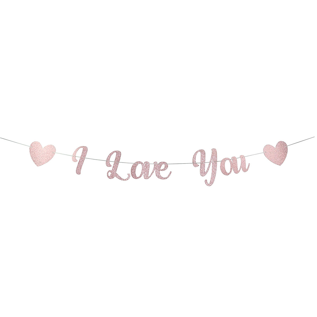 Rose Gold I Love You Banner, Happy Father's Day Father's Birthday Decorations Happy Mother's Birthday,Valentine's Day Party Decorations Wedding Anniversary Bridal Party Photo Props