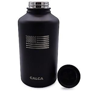 Insulated Water Bottle with Wide Mouth Lid Stainless Steel Double Wall Vacuum Hot/Cold Water Bottle 64oz (Picture)