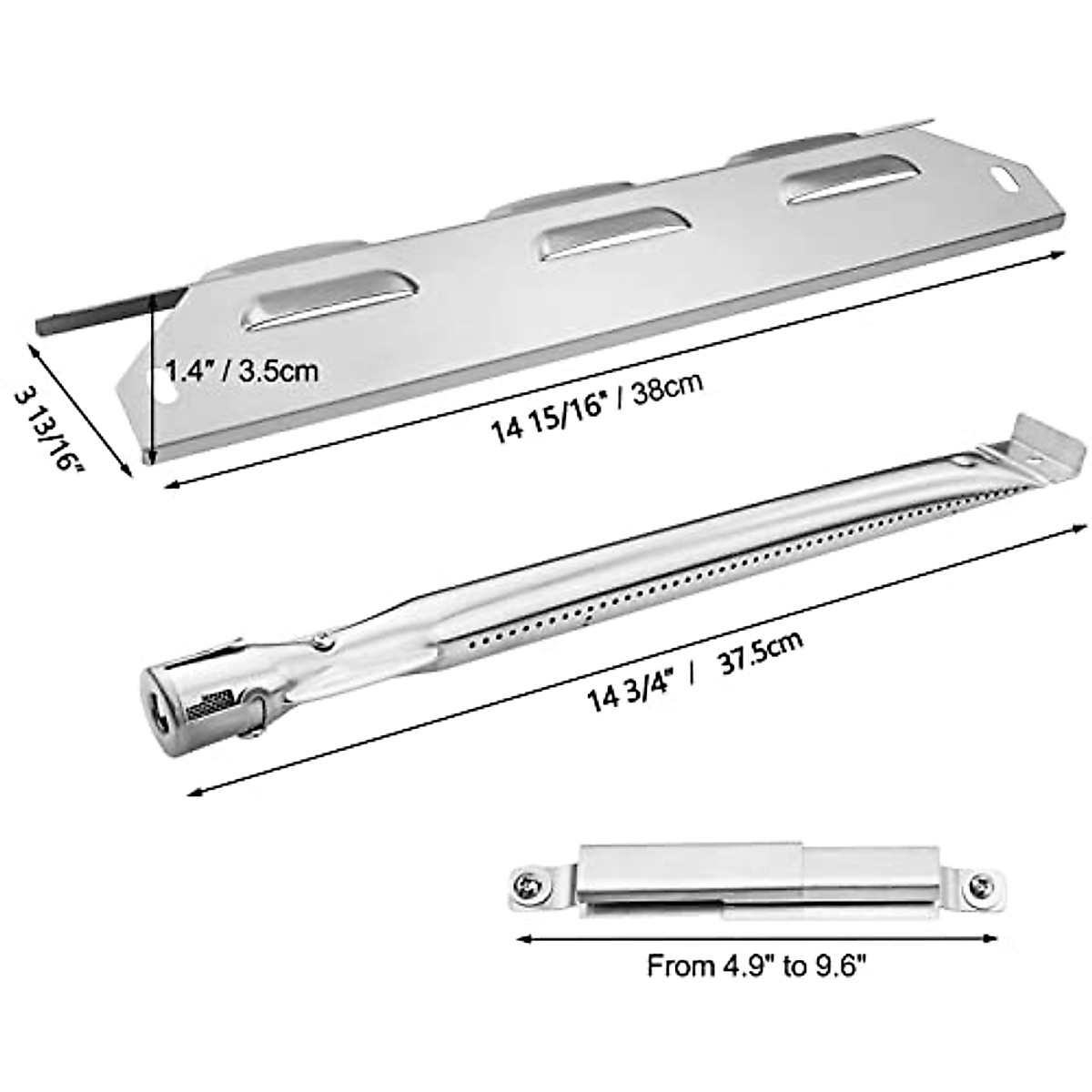 Hisencn Grill Parts Kit for Kenmore 146.34611410, 146.46372610 146.23673310 146.34461410 146.10016510 146.16198211 146.46366610 146.16142210 146.1001751 146.4636561 Grill Burner, Heat Plate, Crossover