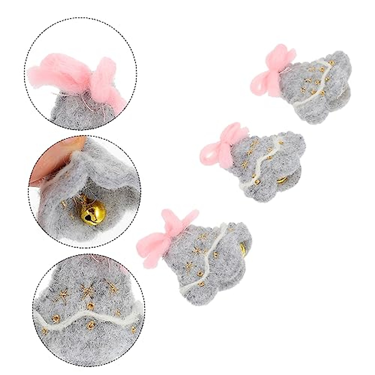 BESTOYARD 3pcs Bell Stickers Christmas Tree Decorations Christmas Ornaments Cute Jeans Wool Felt Christmas Patches DIY Christmas Gifts Scrapbook Accessories Xmas Bell Applique Xmas Decor Set