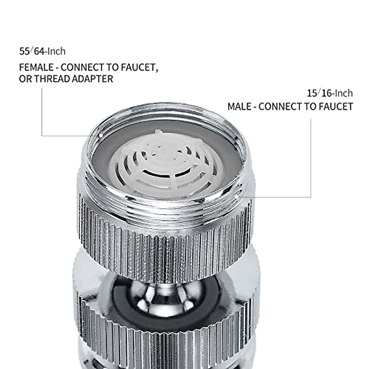 LitartPRO Lead-Free Swivel Faucet Adapter Kit, 15/16" or 55/64" x 3/4" Garden Hose Adapter for Male to Male & Female to Male - Chrome Finished