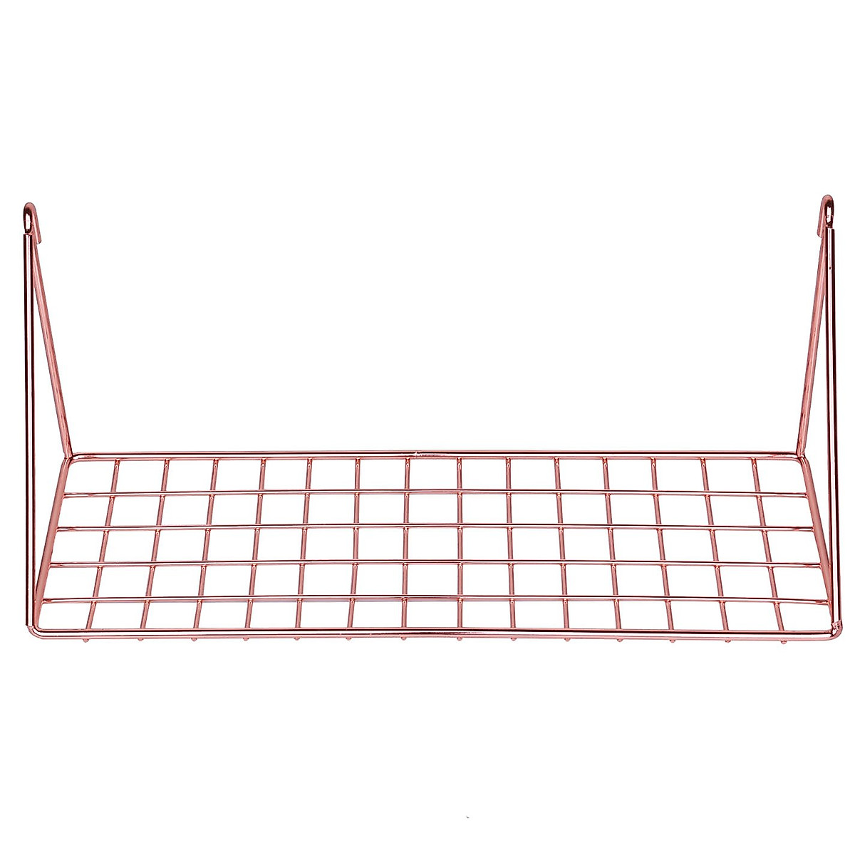 Simmer Stone Wall Grid Shelf, Wire Metal Hanging Rack for Wall Display & Storage, Size 11.8x4.3x4.7 inch (LxWxH), Rose Gold