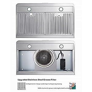 EVERKITCH Range Hood 30inch Under Cabinet, Stainless Steel Kitchen Stove Vent Hood, with Permanent stainless steel Filters