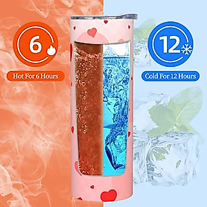 AFHYZY 20 oz Skinny Tumbler Reusable Coffee Travel Mug with Lids and Straws, Insulated Coffee Cups 20oz Stainless Steel Water Bottles Leak Proof for Home, Adults - Mother's Day