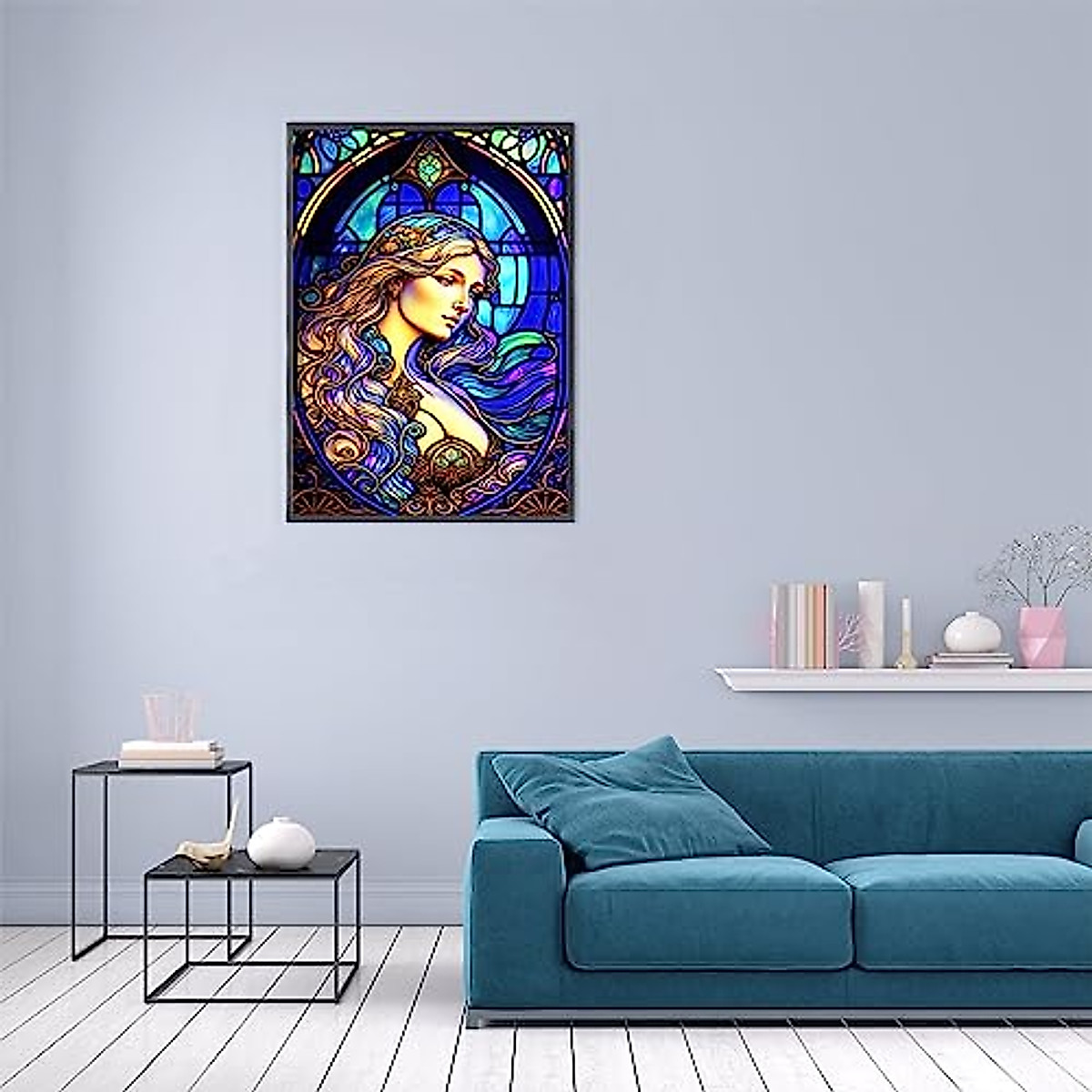 Stained Glass Angel Resin DIY 5D Diamond Painting Kits, Round Crystal Rhinestone Crystal Craft Diamond Dots Abstract Scenery Diamond Art Gem Dots Craft Home Wall Decor 30x40CM-D-Angel