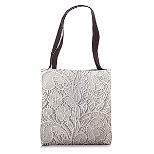 French Lace White Wedding Totes - Bridal Shower Party Gift Tote Bag