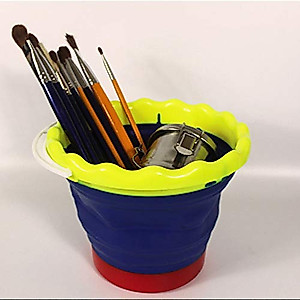 NUOBESTY Portable Paint Brush Washer,Collapsible Bucket Reusable Water Cup for Watercolor Acrylic Oil Painting