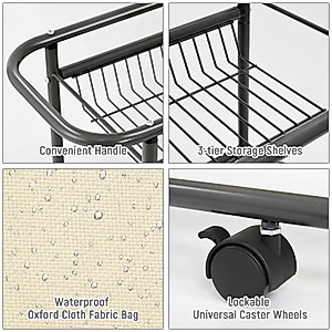 Doxbom Rolling Laundry Sorter Cart Gray Laundry Basket with Heavy Duty Wheels Movable Bathroom Slim Organizer Laundry Storage Baskets 3-Tier Storage Shelves with 1 Bag for Clothes