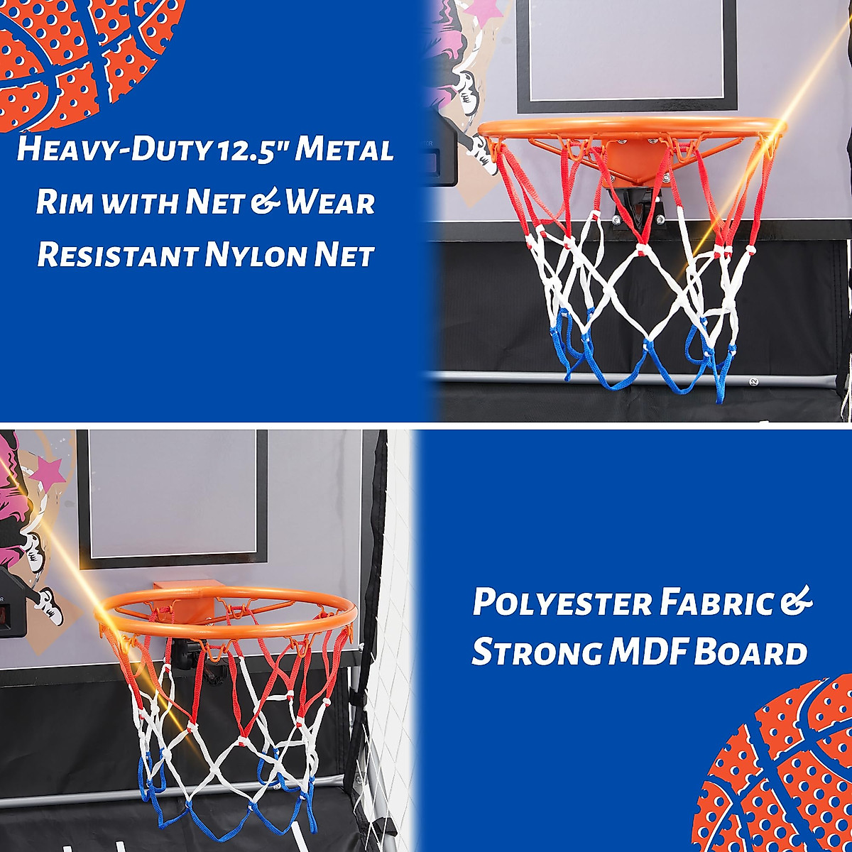 Outspurge Foldable Electronic Dual Basketball Arcade Game,Double Shot 2Player,8 Game Options w/4 Balls LED Scoring System & Indoor Basketball Game for Kids, Youth Adults