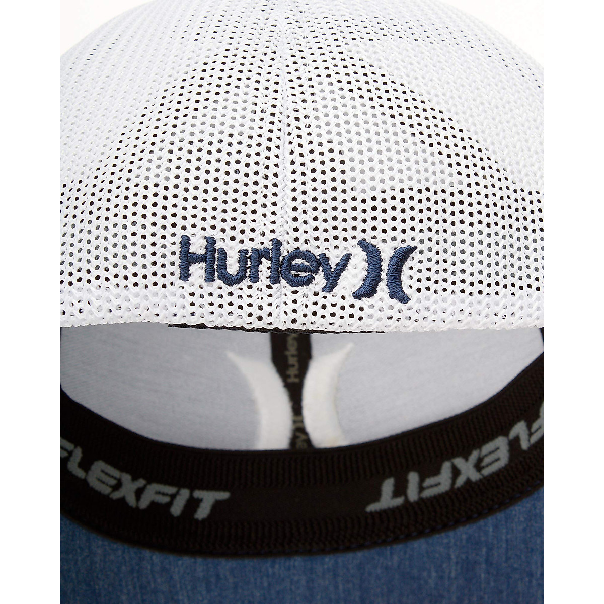 Hurley Men's Icon Textures Flexfit Baseball Cap, Obsidian, L-XL